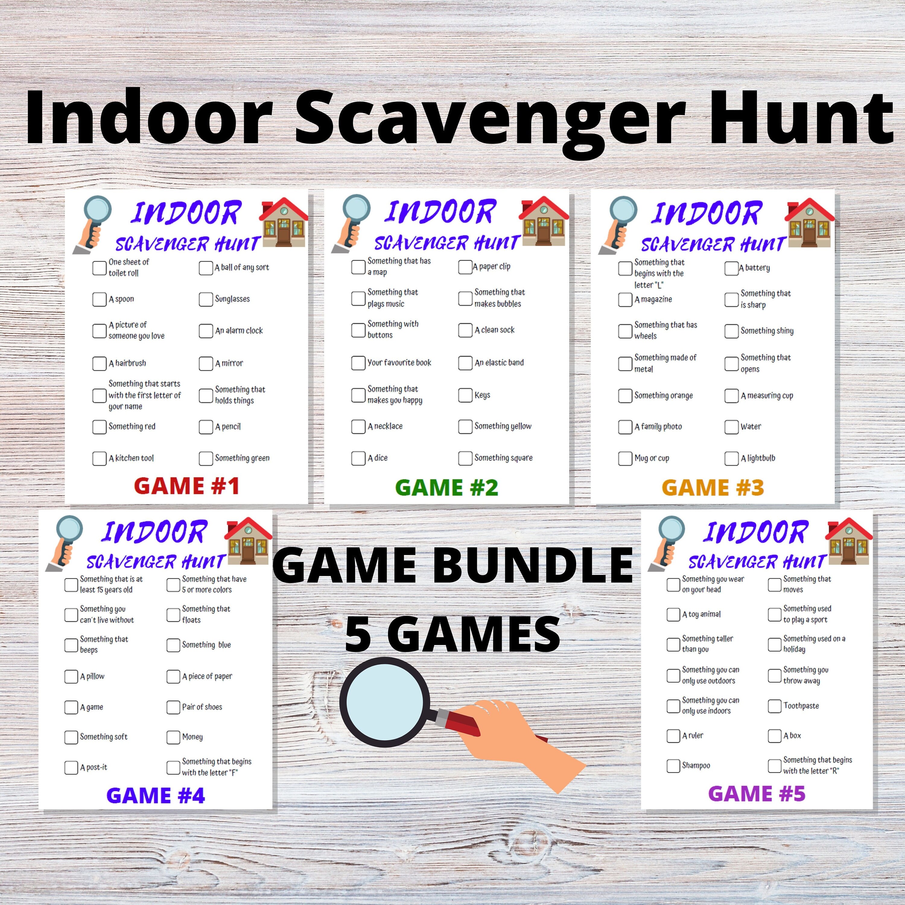Indoor Scavenger Hunt BUNDLE ( 5 GAMES ) Summer Activities Summer ...