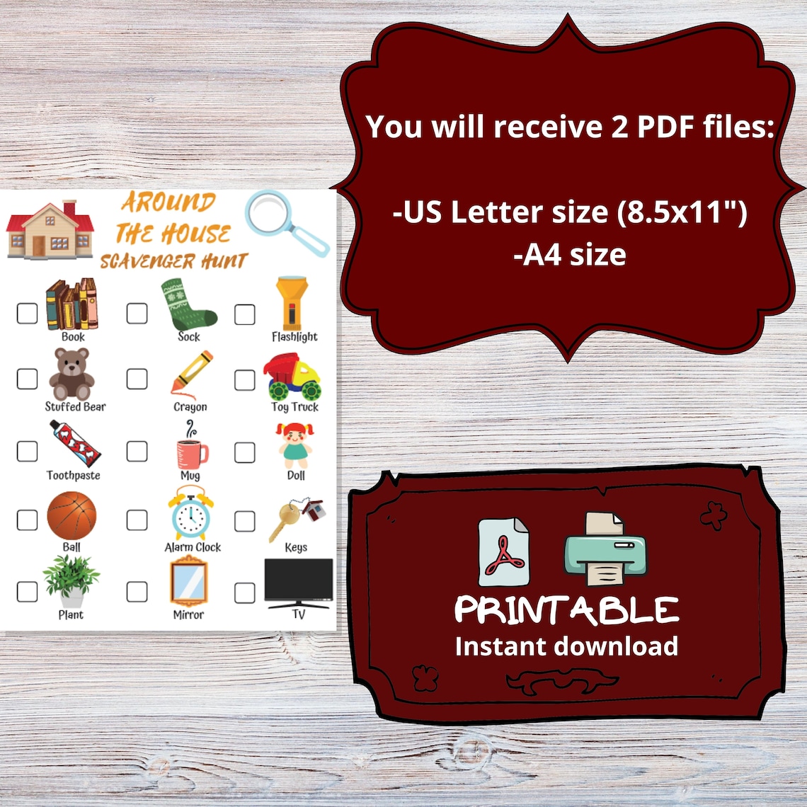 Around the House Scavenger Hunt - Printable - Indoor Scavenger Hunt ...