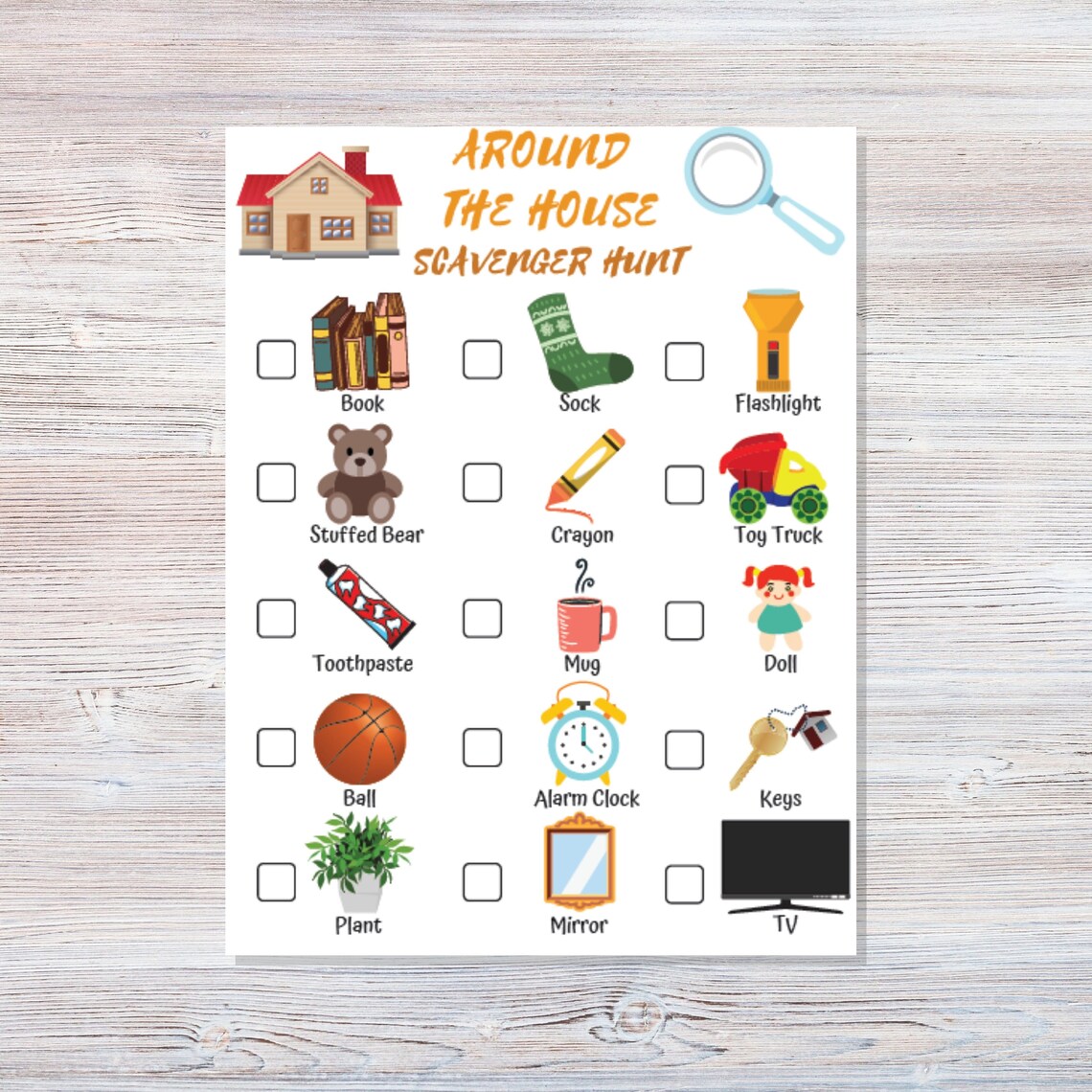 Around the House Scavenger Hunt - Printable - Indoor Scavenger Hunt ...