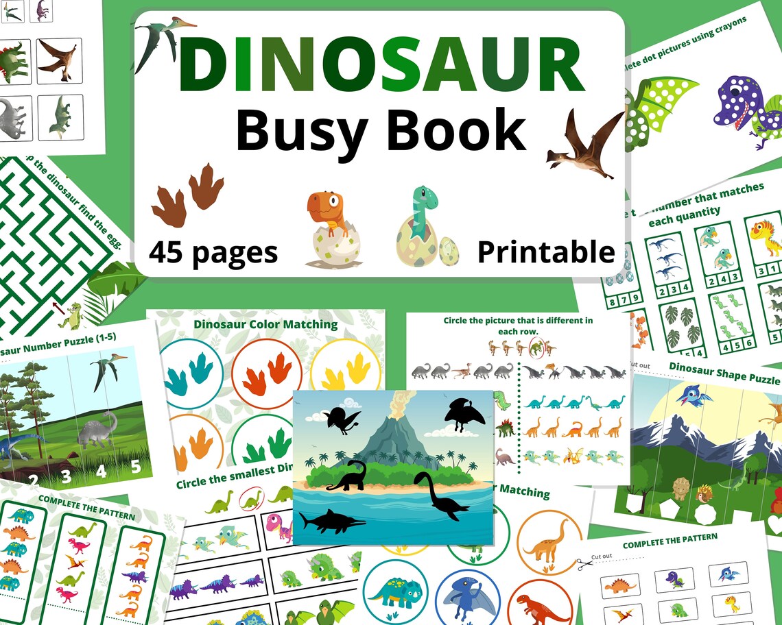 Dinosaur Busy Book for Toddlers, Learning Binder, Distance Learning ...