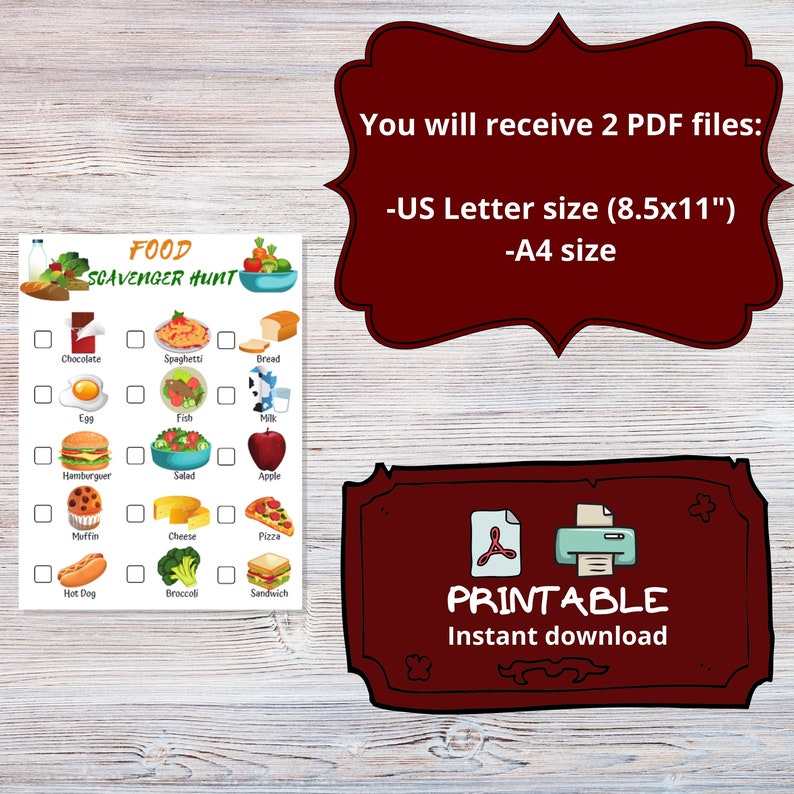 Food Scavenger Hunt - Printable - Grocery Scavenger Hunt Scavenger for ...