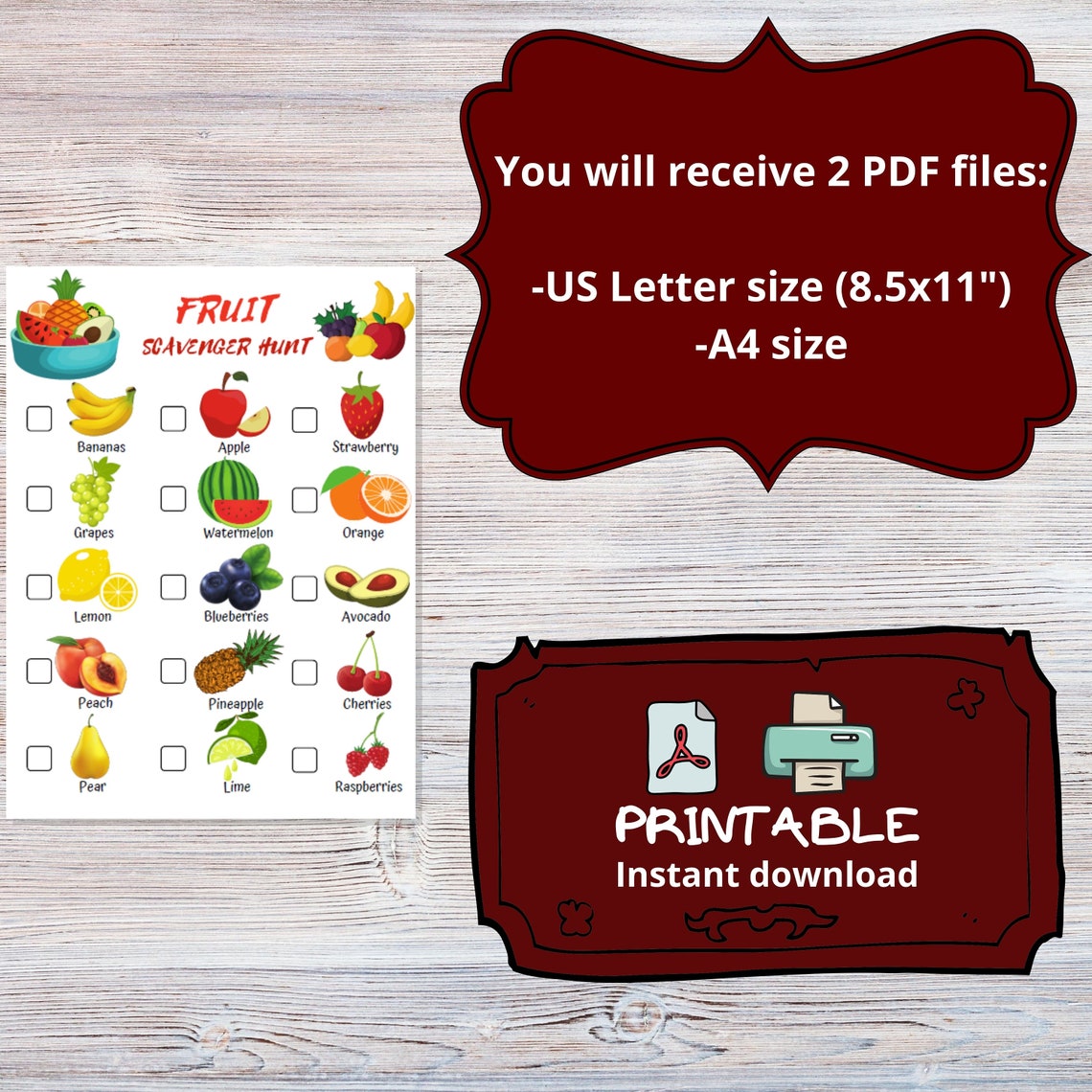 Buy Fruit Scavenger Hunt Printable Grocery Scavenger Hunt Outdoors ...