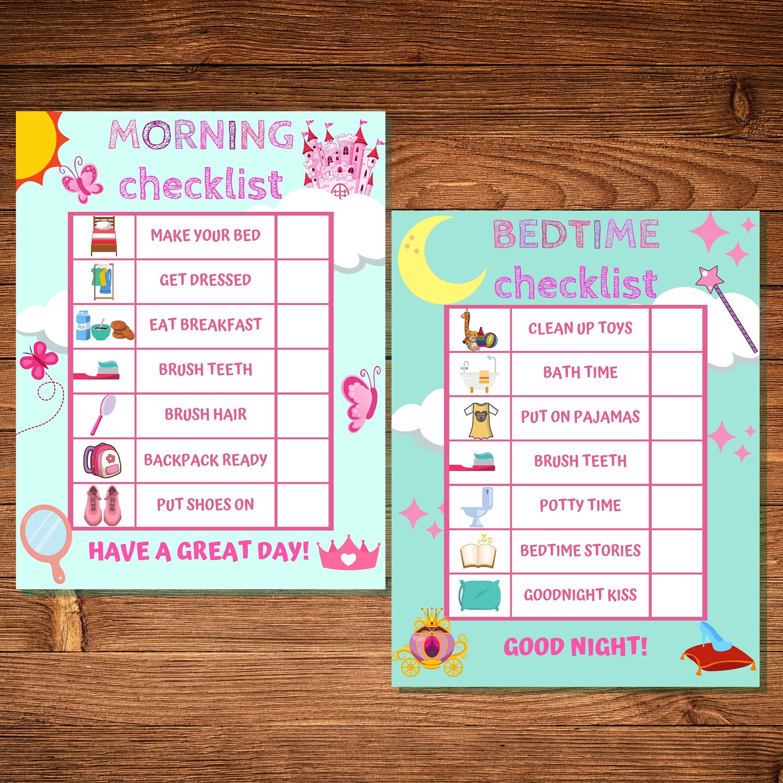 MORNING AND BEDTIME Checklist Princess Morning Routine Checklist ...
