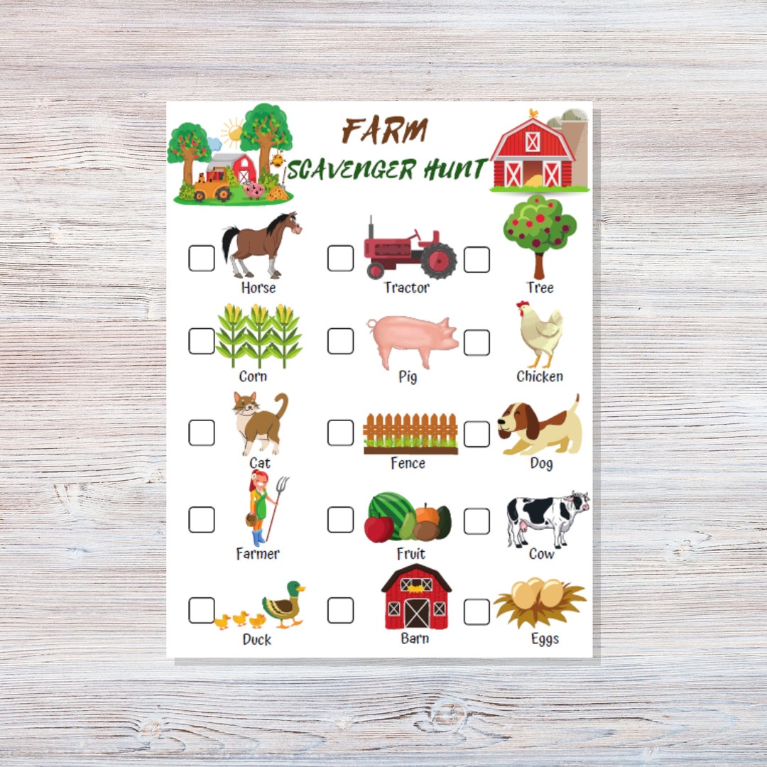 Farm Scavenger Hunt - Printable - Nature Scavenger Hunt - Outdoor ...