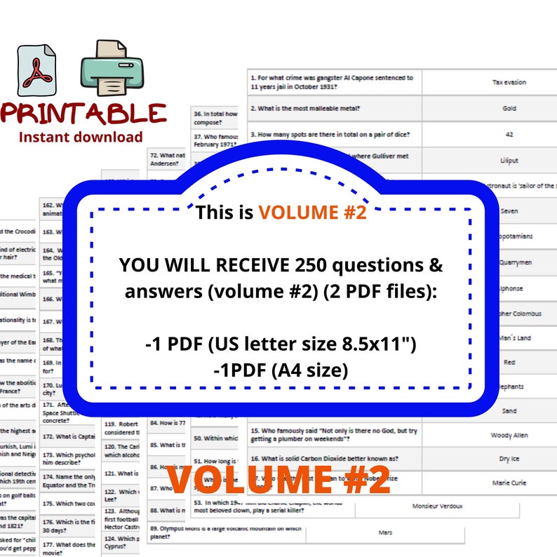 250 Trivia Questions (general Knowledge) Volume #2 - Pub Quiz - Trivia ...