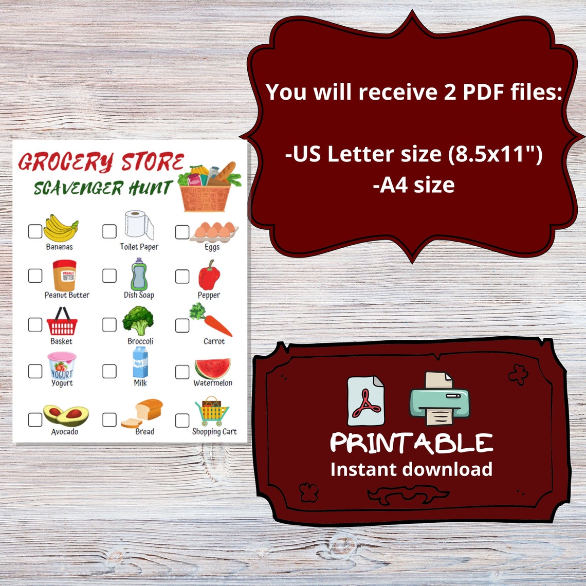 Grocery Store Scavenger Hunt - Printable - Outdoors Scavenger Hunt ...