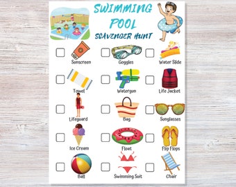 Printable Swimming Pool Scavenger Hunt for Kids, Summer Scavenger Hunt ...