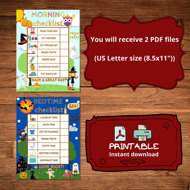 HALLOWEEN Morning and Bedtime Checklist Morning Routine Checklist ...