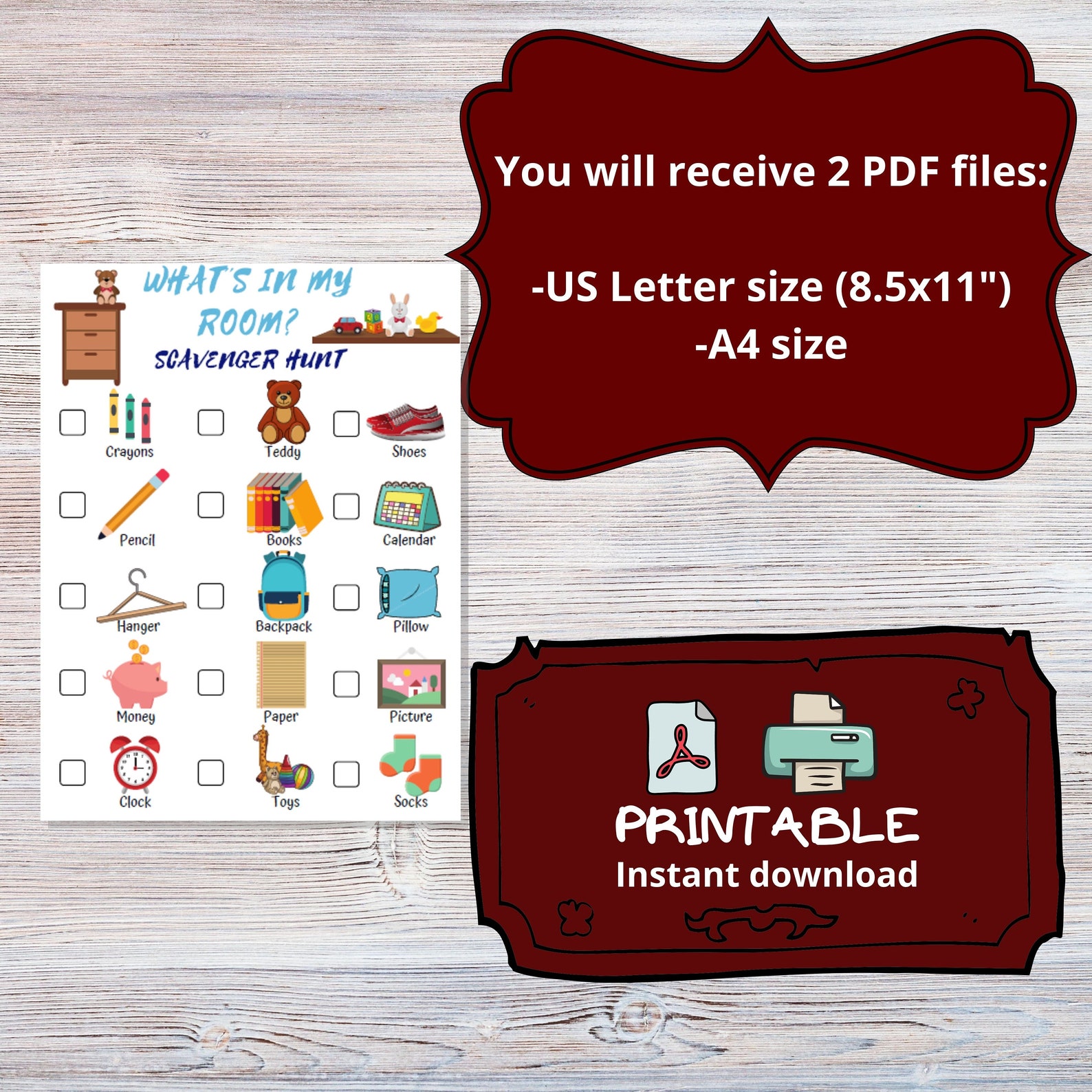 What is in My Room? Scavenger Hunt - Printable - Indoor Scavenger Hunt ...