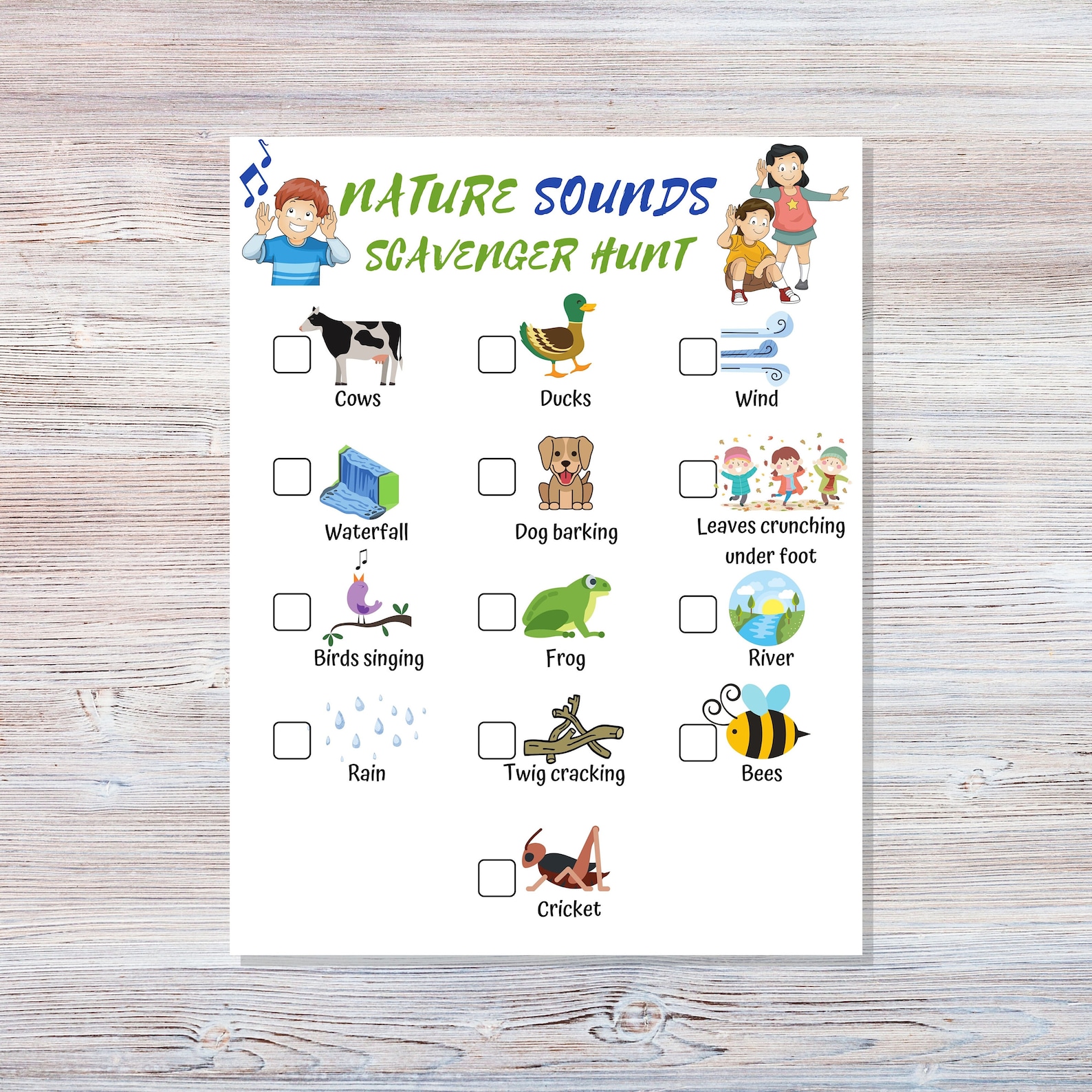 Nature Sounds Scavenger Hunt - Printable - Outdoors Scavenger Hunt ...