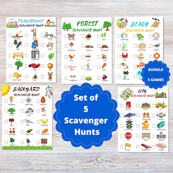 Scavenger Hunt Bundle Set of 5 Scavenger Hunt Games | Etsy