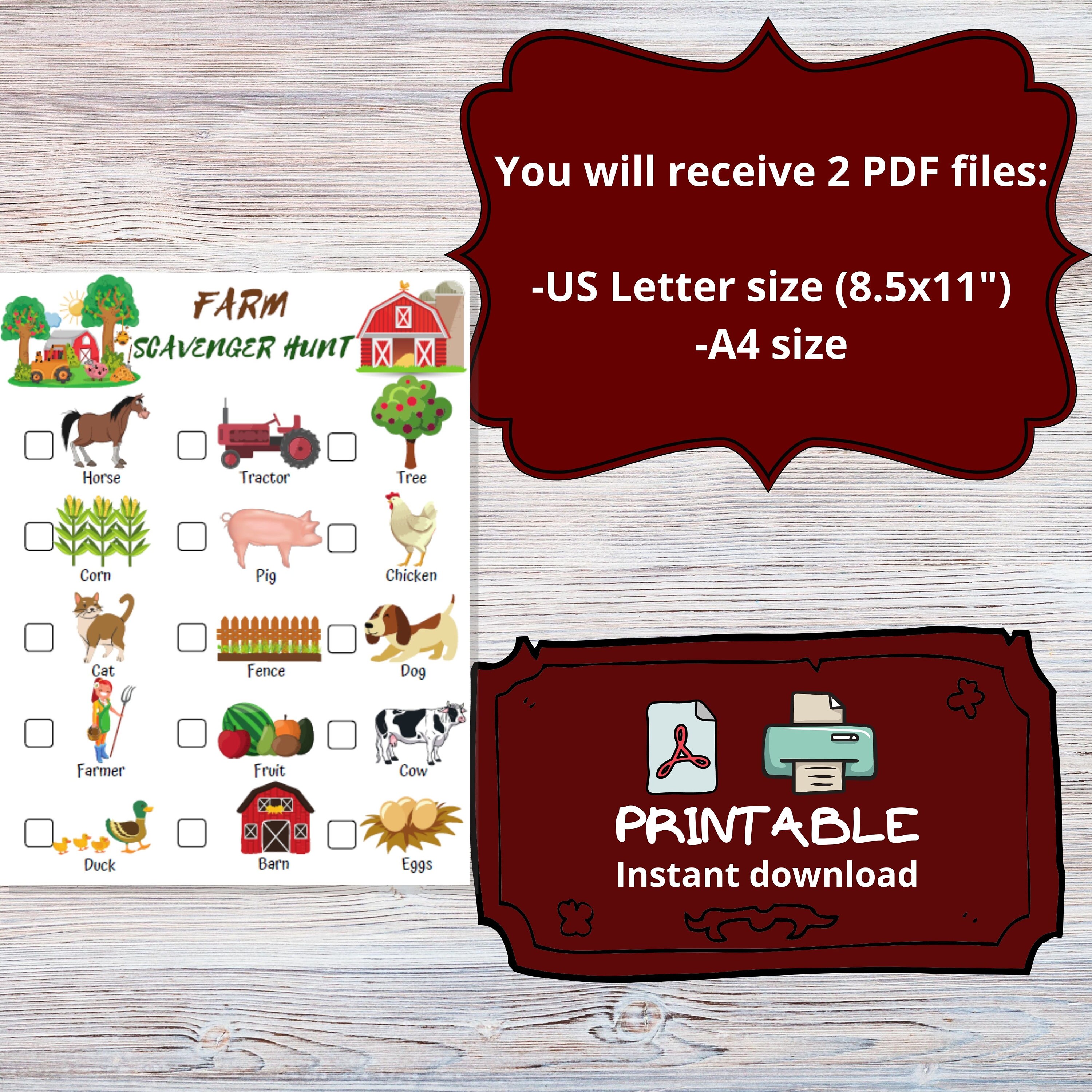 Farm Scavenger Hunt - Printable - Nature Scavenger Hunt - Outdoor ...