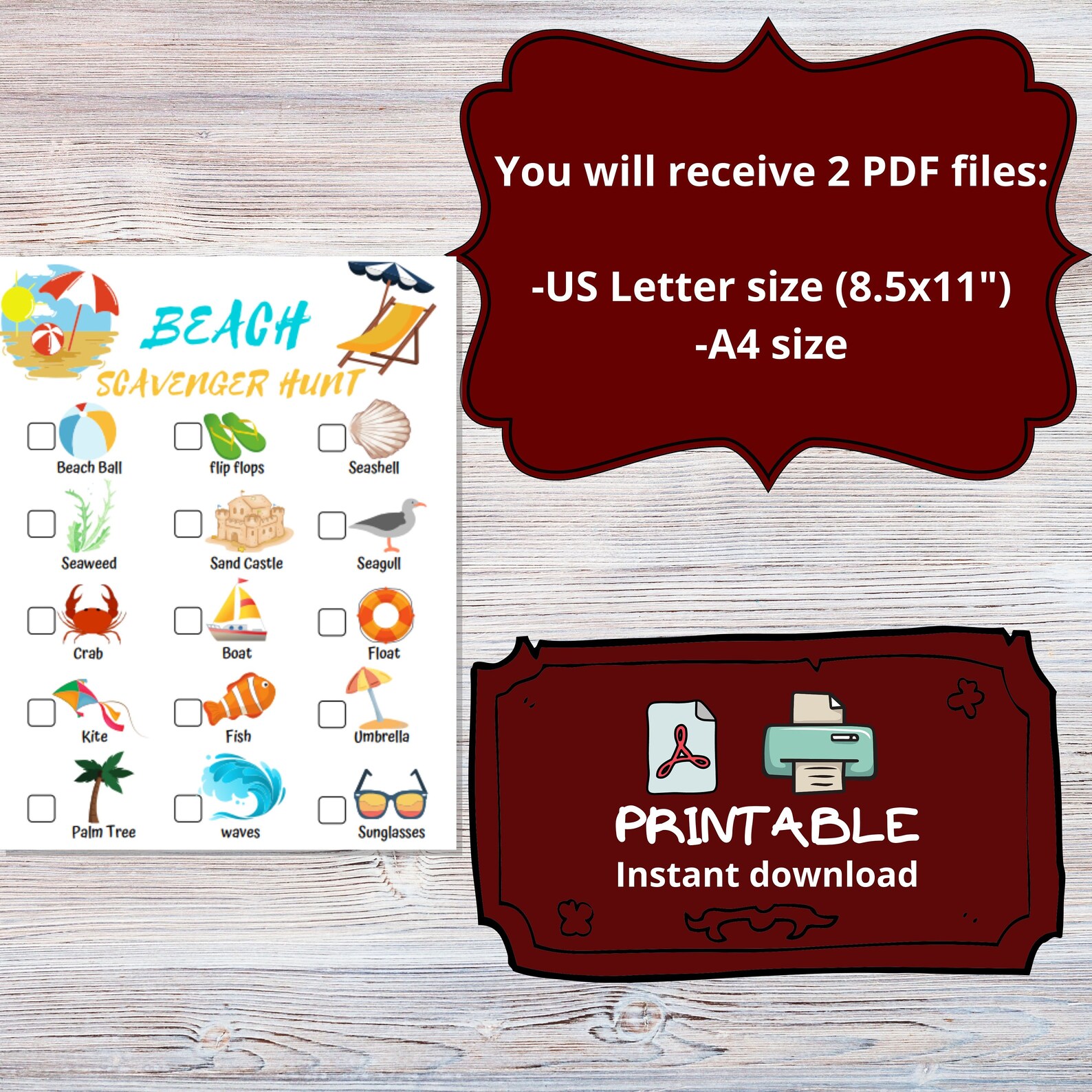 Beach Scavenger Hunt - Printable - Summer Scavenger Hunt Ocean ...