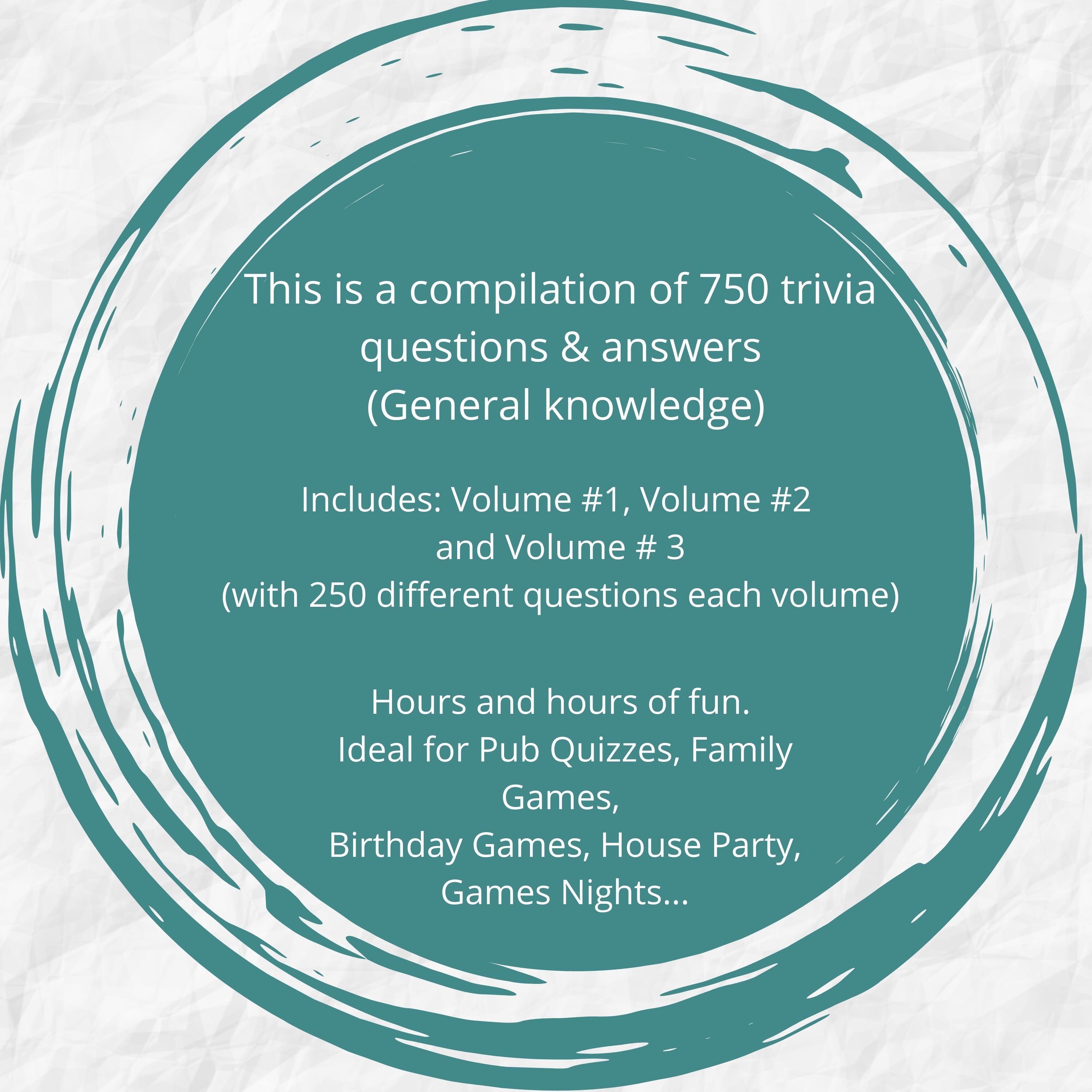 750 Trivia Questions Pack (general Knowledge) Pub Quiz Includes Volumes ...