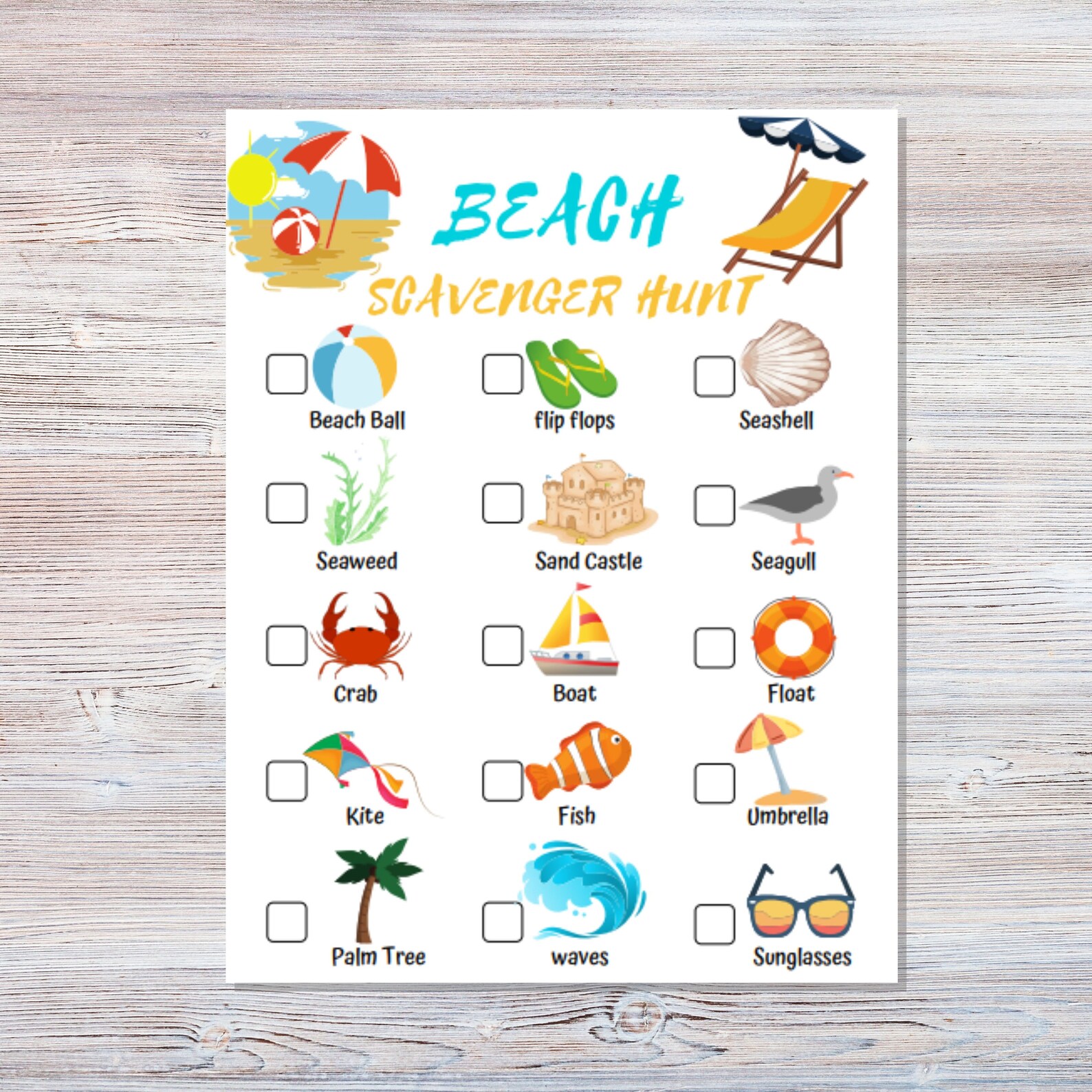 Beach Scavenger Hunt - Printable - Summer Scavenger Hunt Ocean ...