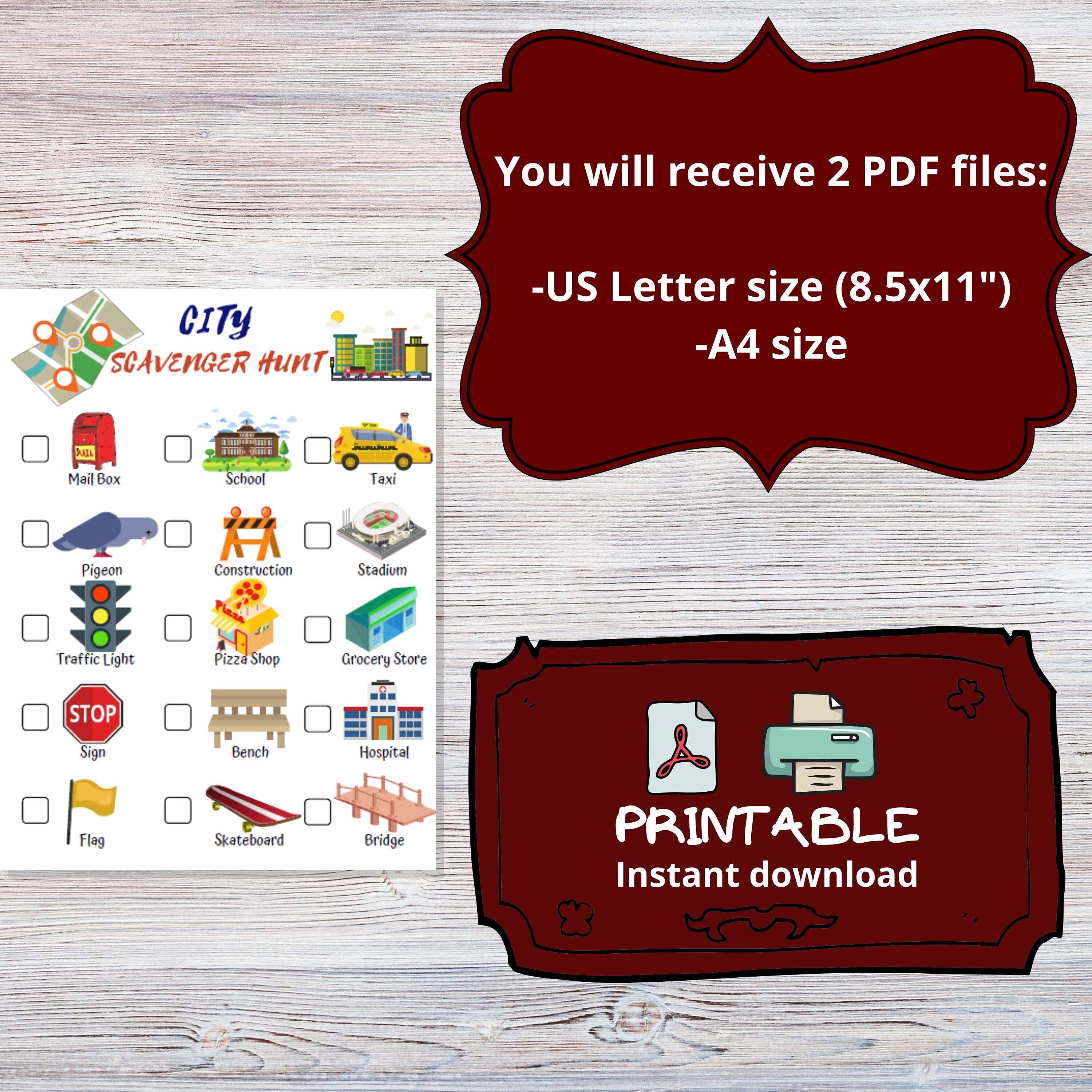 City Scavenger Hunt - Printable - Outdoor Scavenger Hunt - City ...