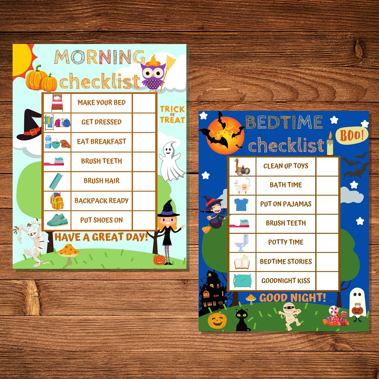 HALLOWEEN Morning and Bedtime Checklist - Morning Routine Checklist ...