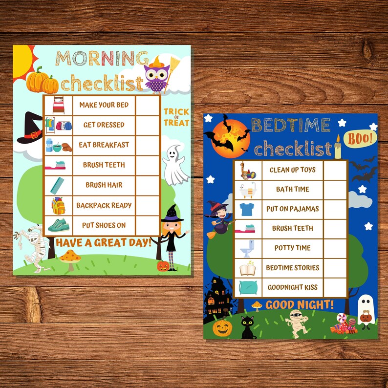 HALLOWEEN Morning and Bedtime Checklist Morning Routine Checklist ...