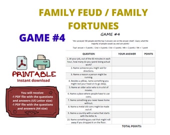 Game #2 Family Feud / Family Fortunes - Quiz Game - Pub Quiz - 10 ...