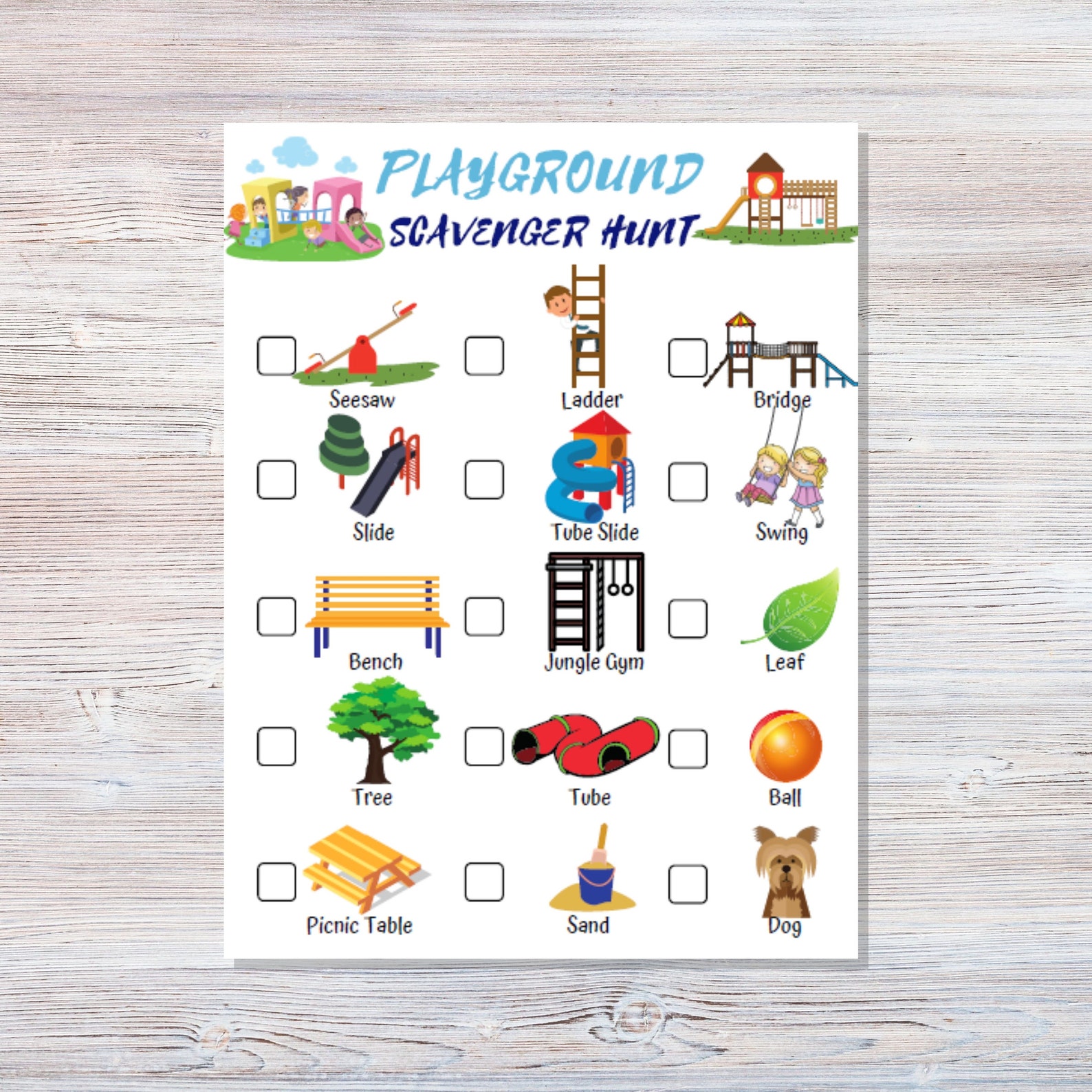 Playground Scavenger Hunt - Printable - Outdoor Scavenger Hunt ...
