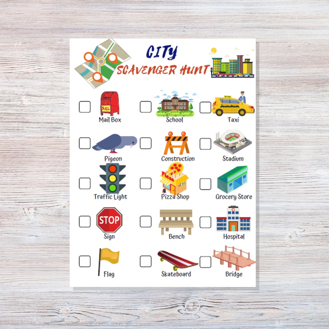 City Scavenger Hunt - Printable - Outdoor Scavenger Hunt - City ...