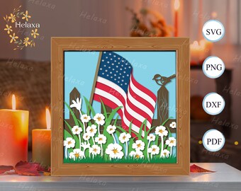 Memorial Day Shadow Box Files, Paper Cut Light Box Template Files ...