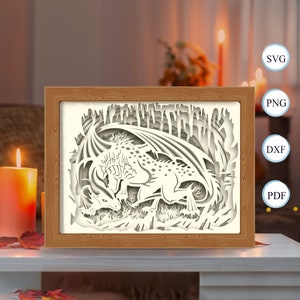 Dragon Shadow Box Files, Paper Cut Light Box Template Files, Shadow Box ...