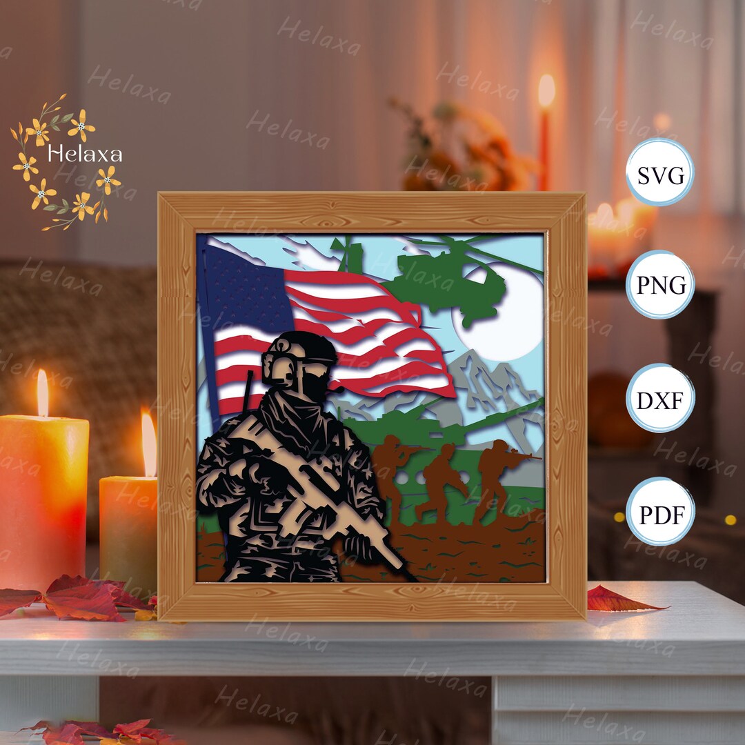 Military Shadow Box Files, Paper Cut Light Box Template Files, Shadow ...