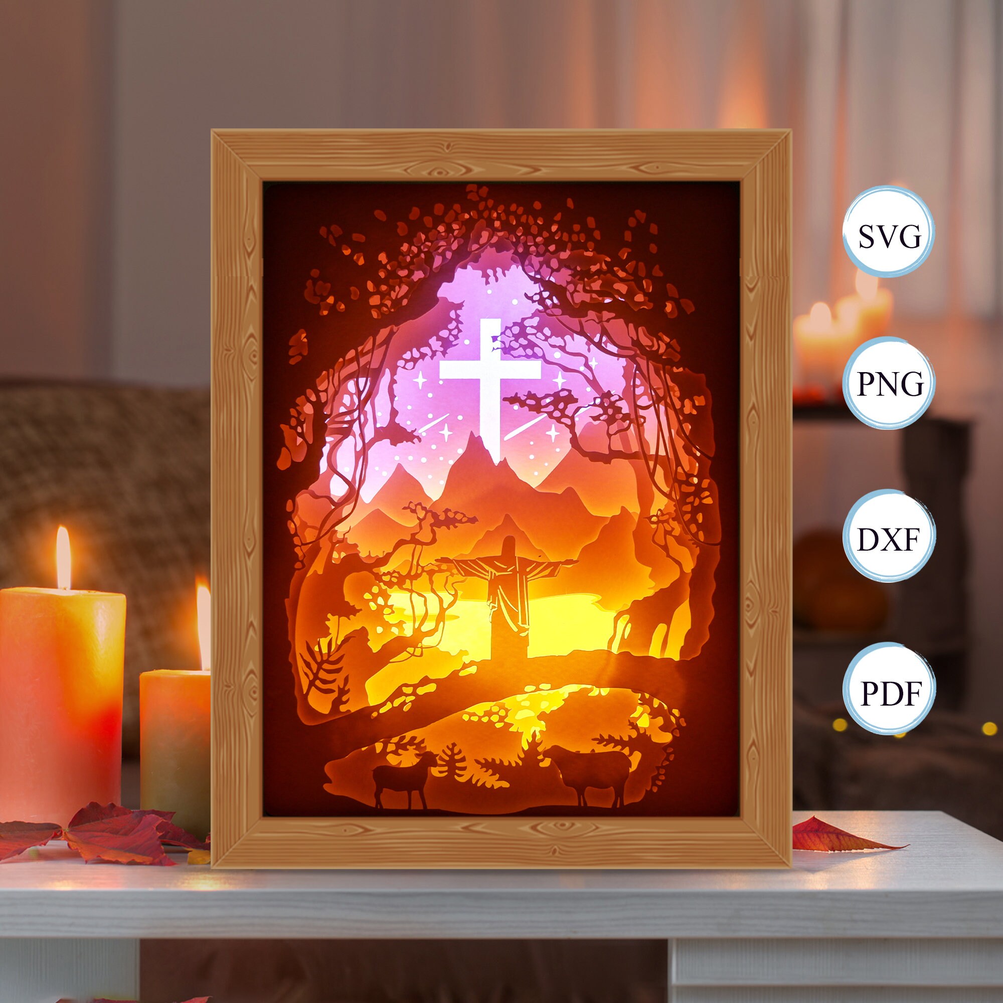 Jesus Shadow Box Files, Paper Cut Light Box Template Files, Shadow Box ...