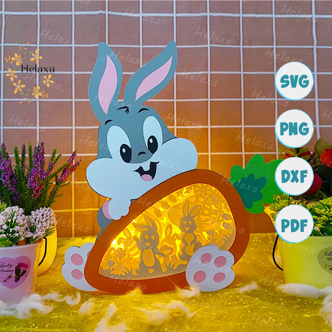 Bunny Easter Carrot Box Svg, Carrot Shadow Box SVG for Cricut Projects ...