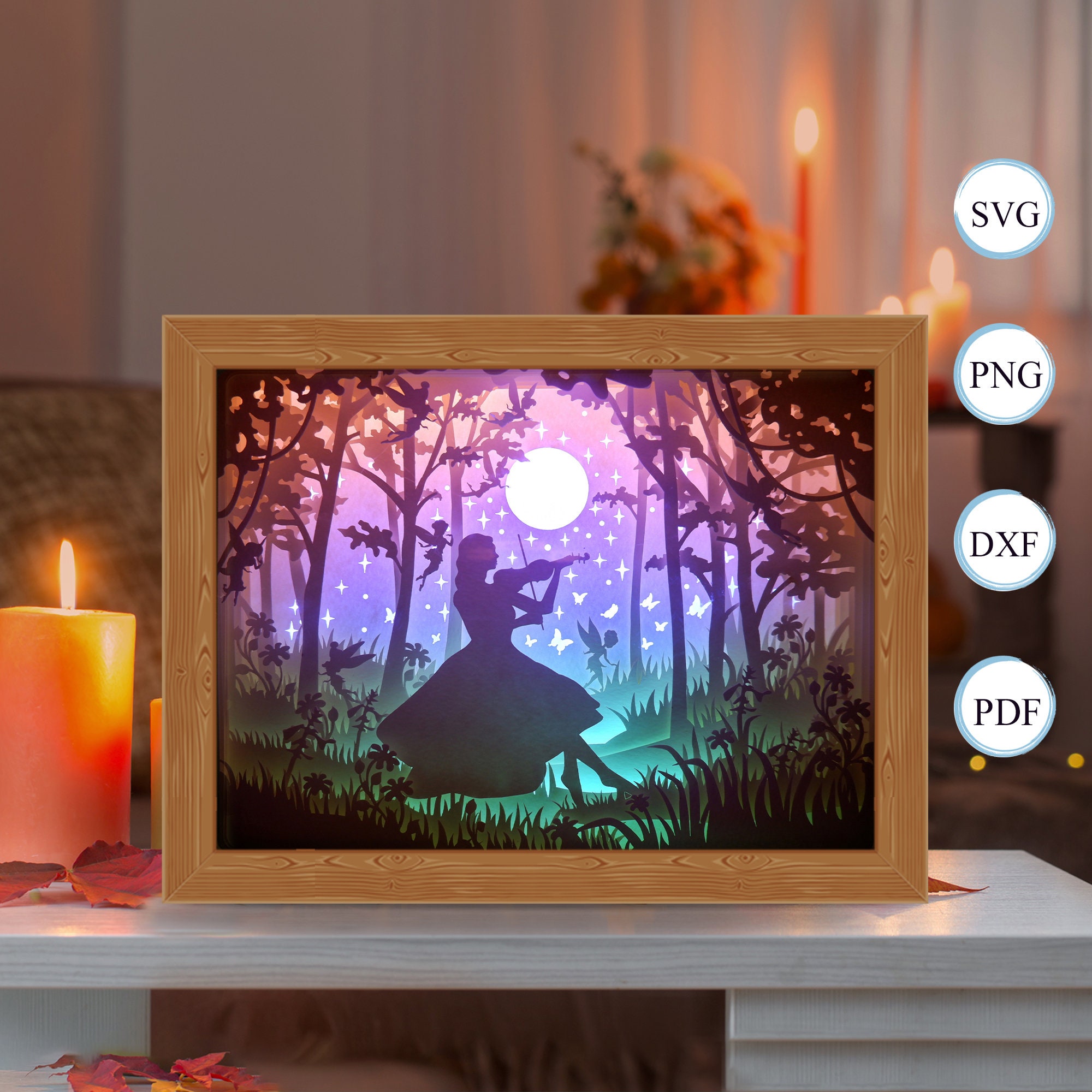 A Girl Playing Violin Shadow Box Files Paper Cut Light Box - Etsy