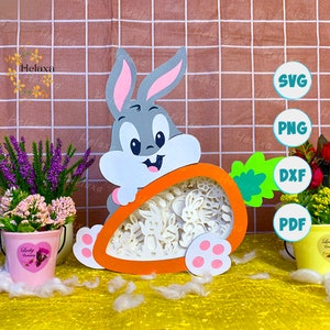 Bunny Easter Carrot Box Svg, Carrot Shadow Box SVG for Cricut Projects ...