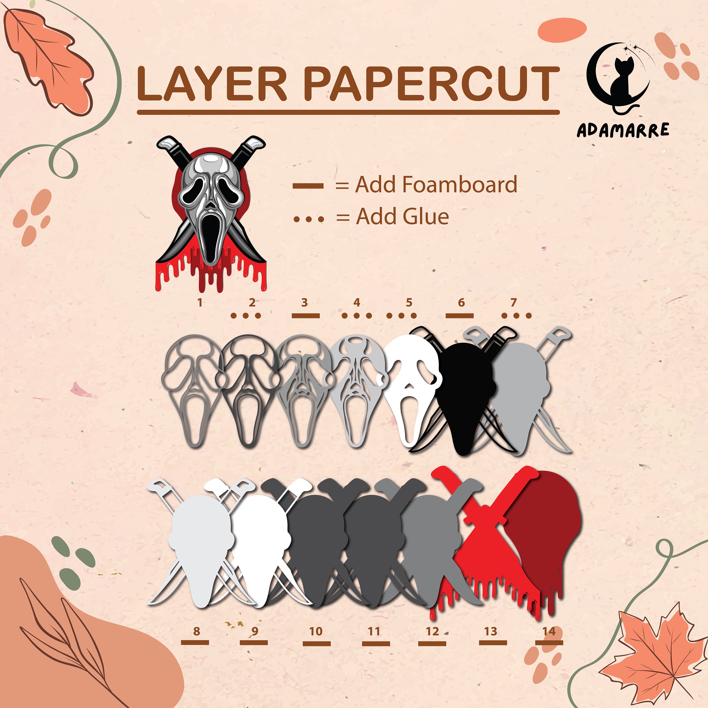 Scream Movie 3D Layered Cardstock SVG Paper Cut Template SVG - Etsy ...