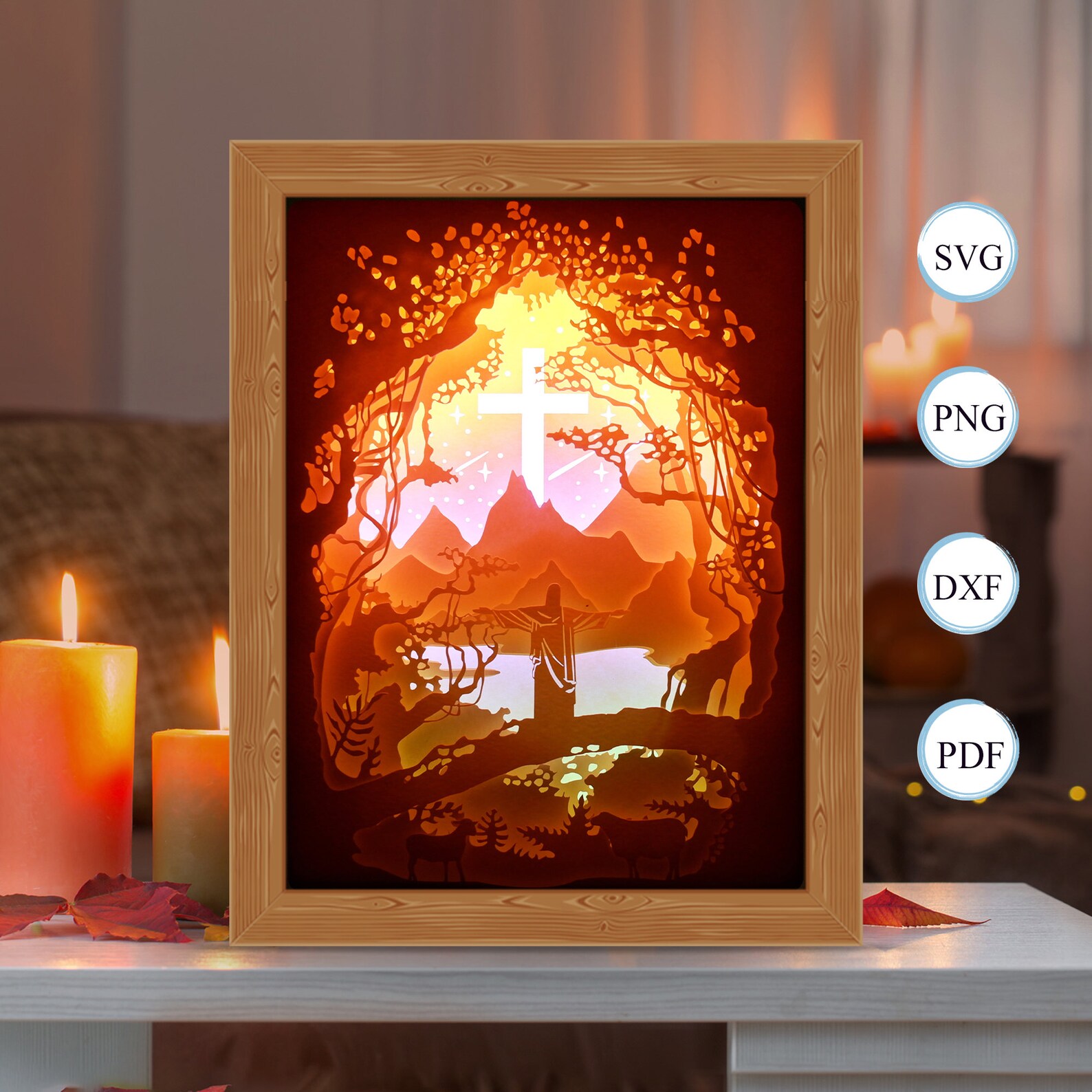 Jesus Shadow Box Files, Paper Cut Light Box Template Files, Shadow Box ...