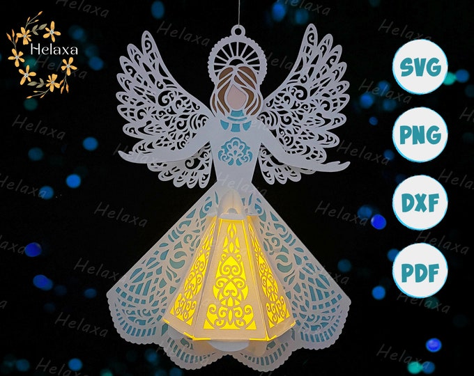 Angel Nativity Shadow Box Svg, Angel Shadow Box Svg, 3d Lantern Svg ...