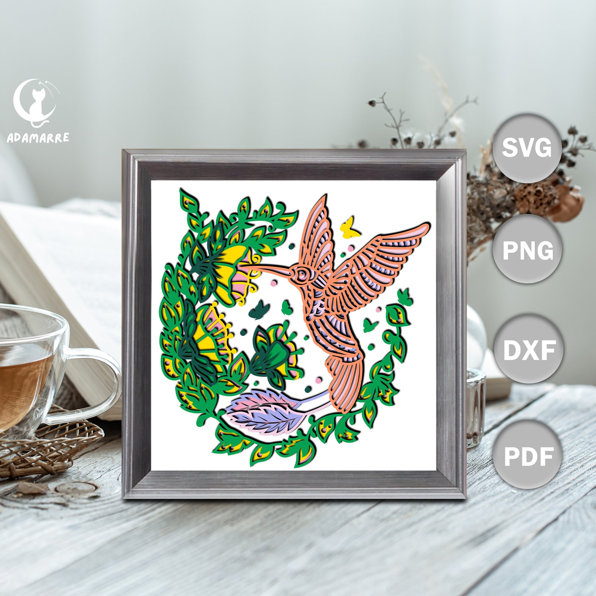 Hummingbird 3D Layered Cardstock SVG Paper Cut Template SVG - Etsy