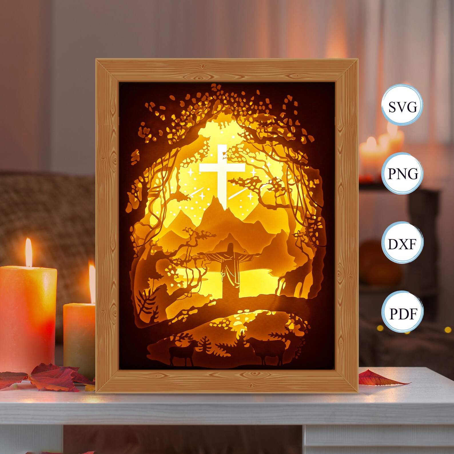 Jesus Shadow Box Files, Paper Cut Light Box Template Files, Shadow Box ...