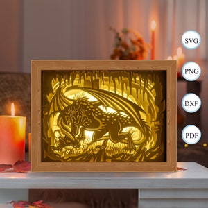 Dragon Shadow Box Files, Paper Cut Light Box Template Files, Shadow Box ...