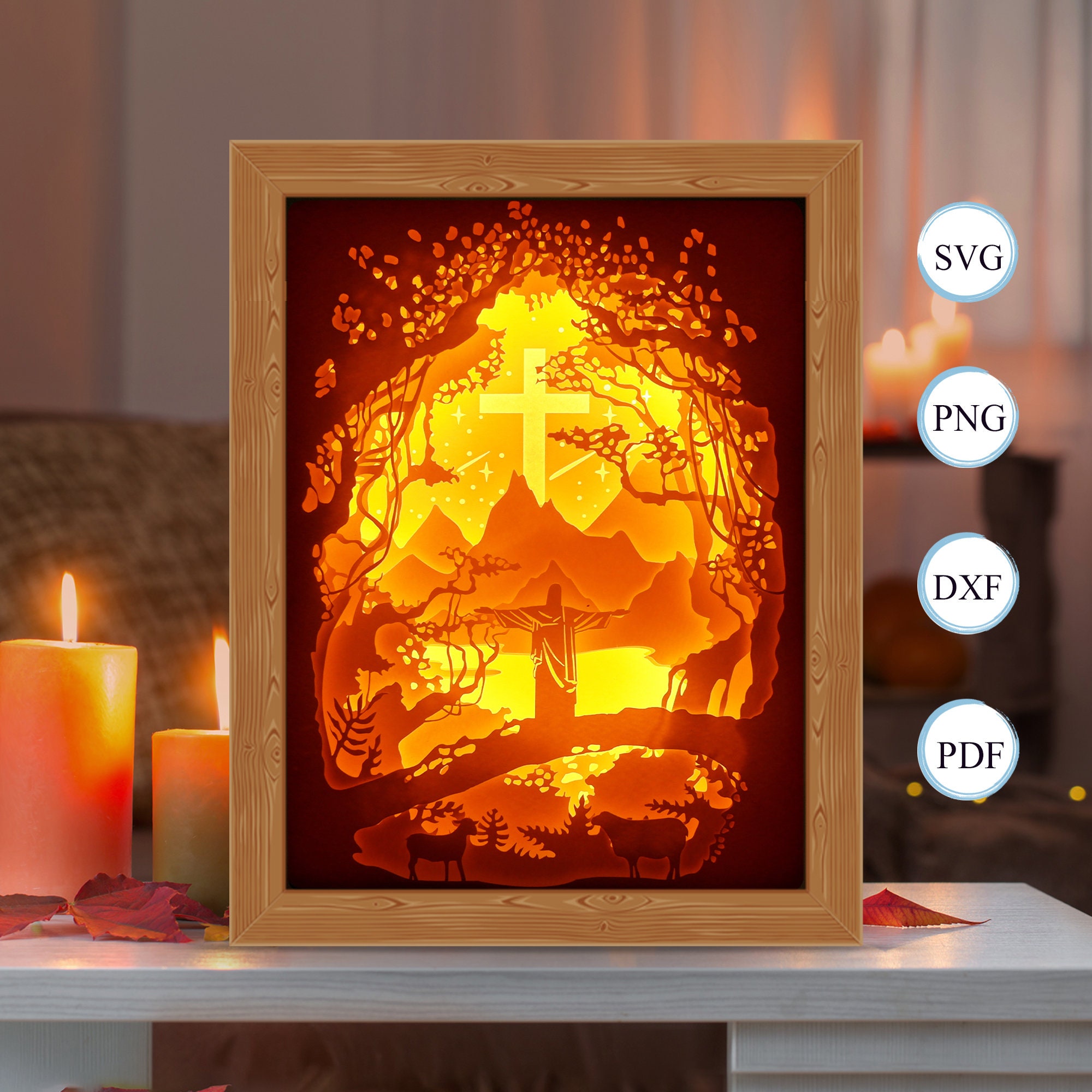 Jesus Shadow Box Files, Paper Cut Light Box Template Files, Shadow Box ...