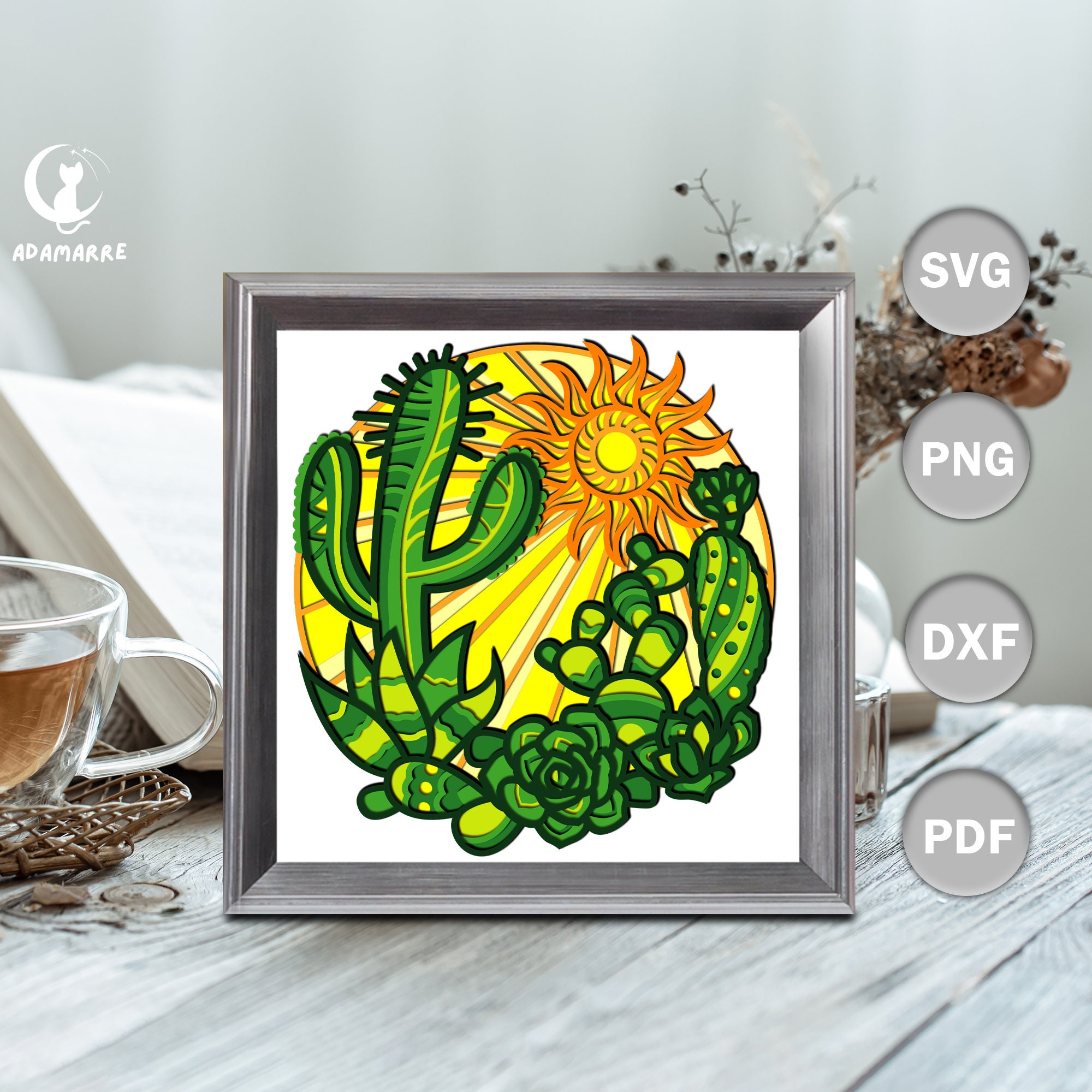 Cactus 3D Layered Cardstock SVG Paper Cut Template SVG for - Etsy