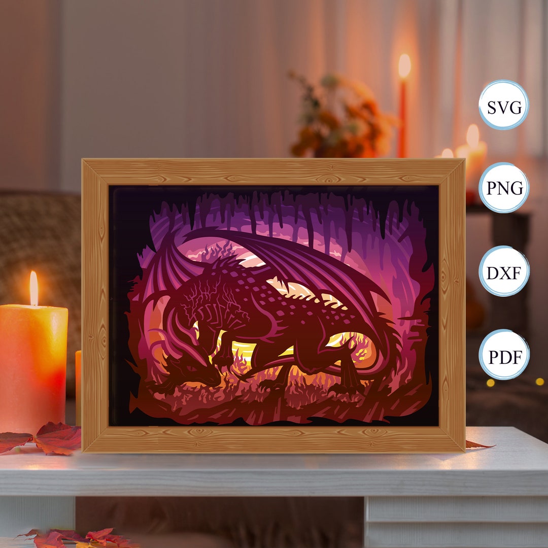 Dragon Shadow Box Files, Paper Cut Light Box Template Files, Shadow Box ...