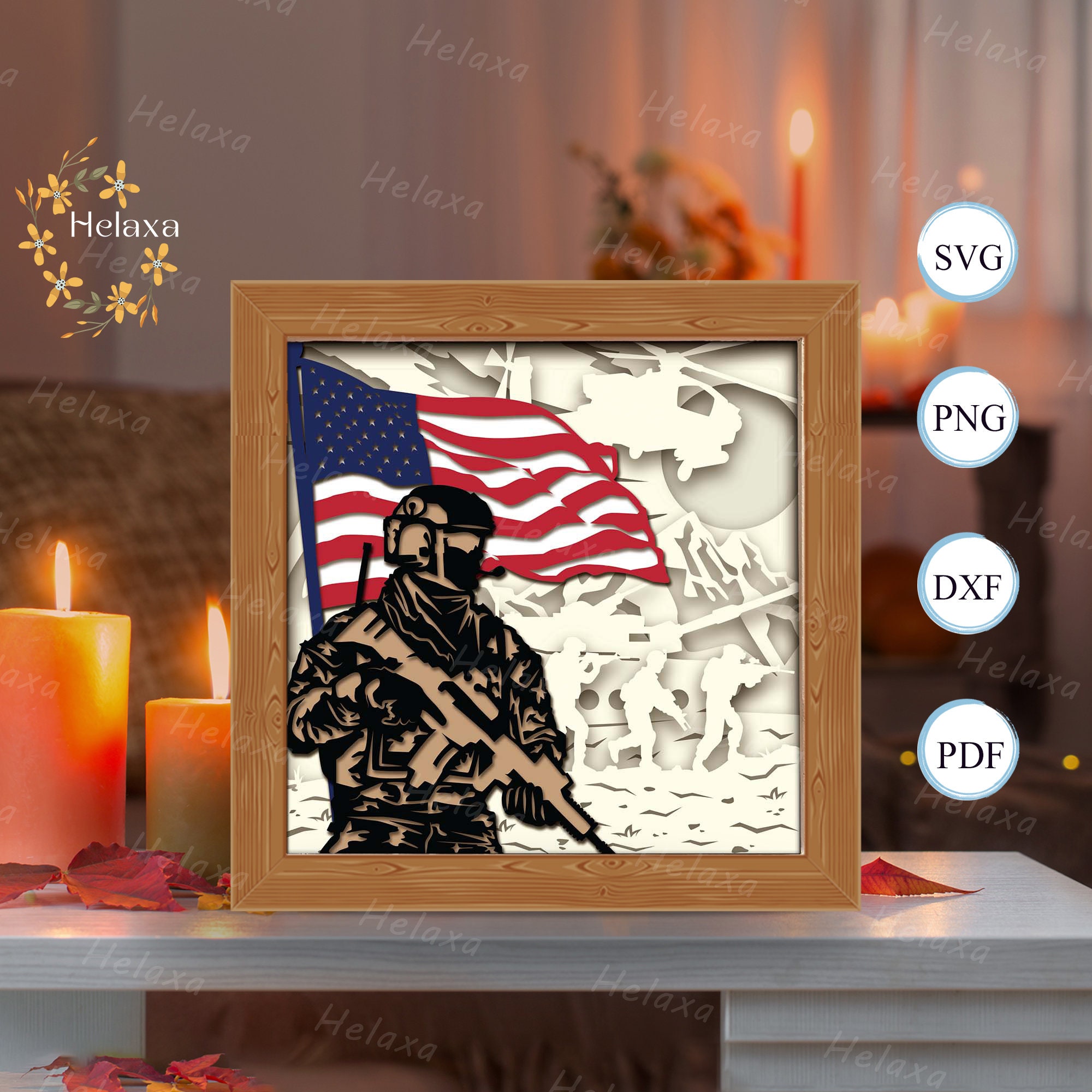 Military Shadow Box Files, Paper Cut Light Box Template Files, Shadow ...