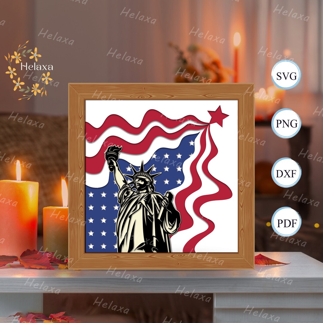 Statue of Liberty Shadow Box Files, Paper Cut Light Box Template Files ...