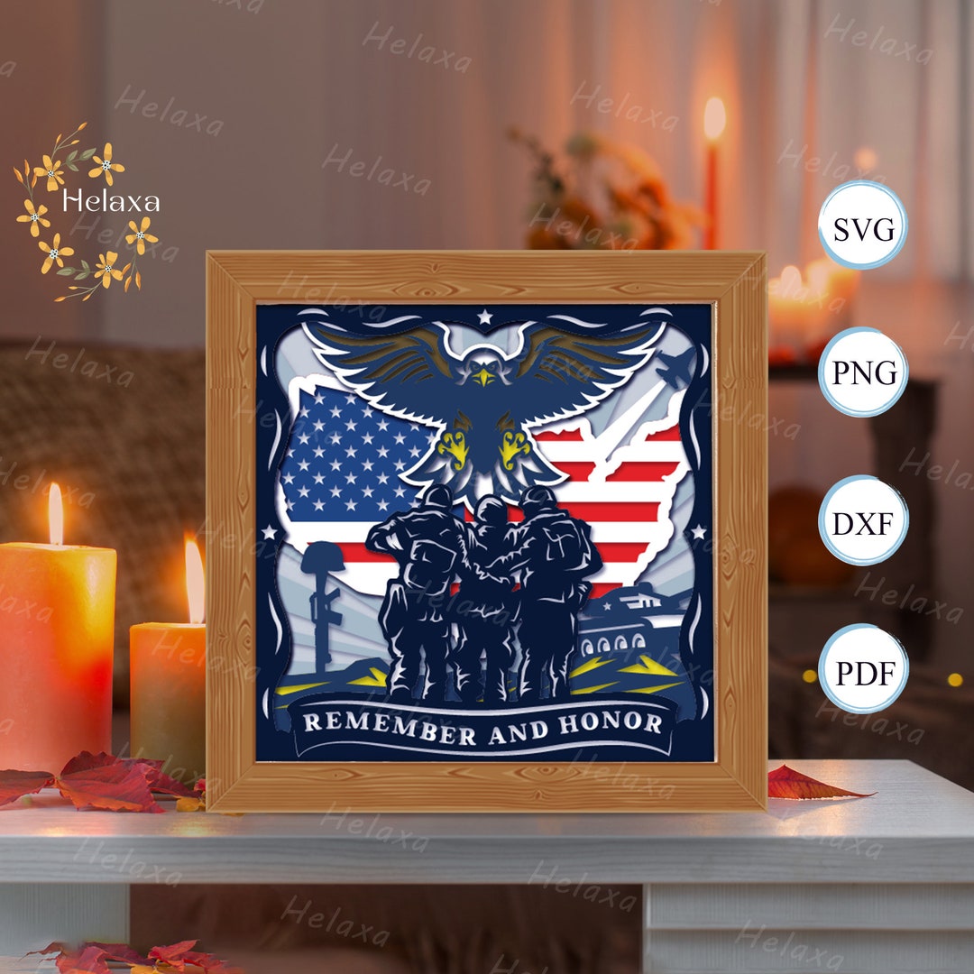 Memorial Day Shadow Box Files, Paper Cut Light Box Template Files ...
