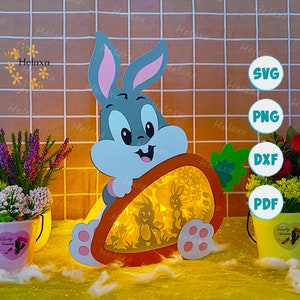 Bunny Easter Carrot Box Svg, Carrot Shadow Box SVG for Cricut Projects ...