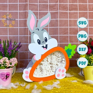 Bunny Easter Carrot Box Svg, Carrot Shadow Box SVG for Cricut Projects ...