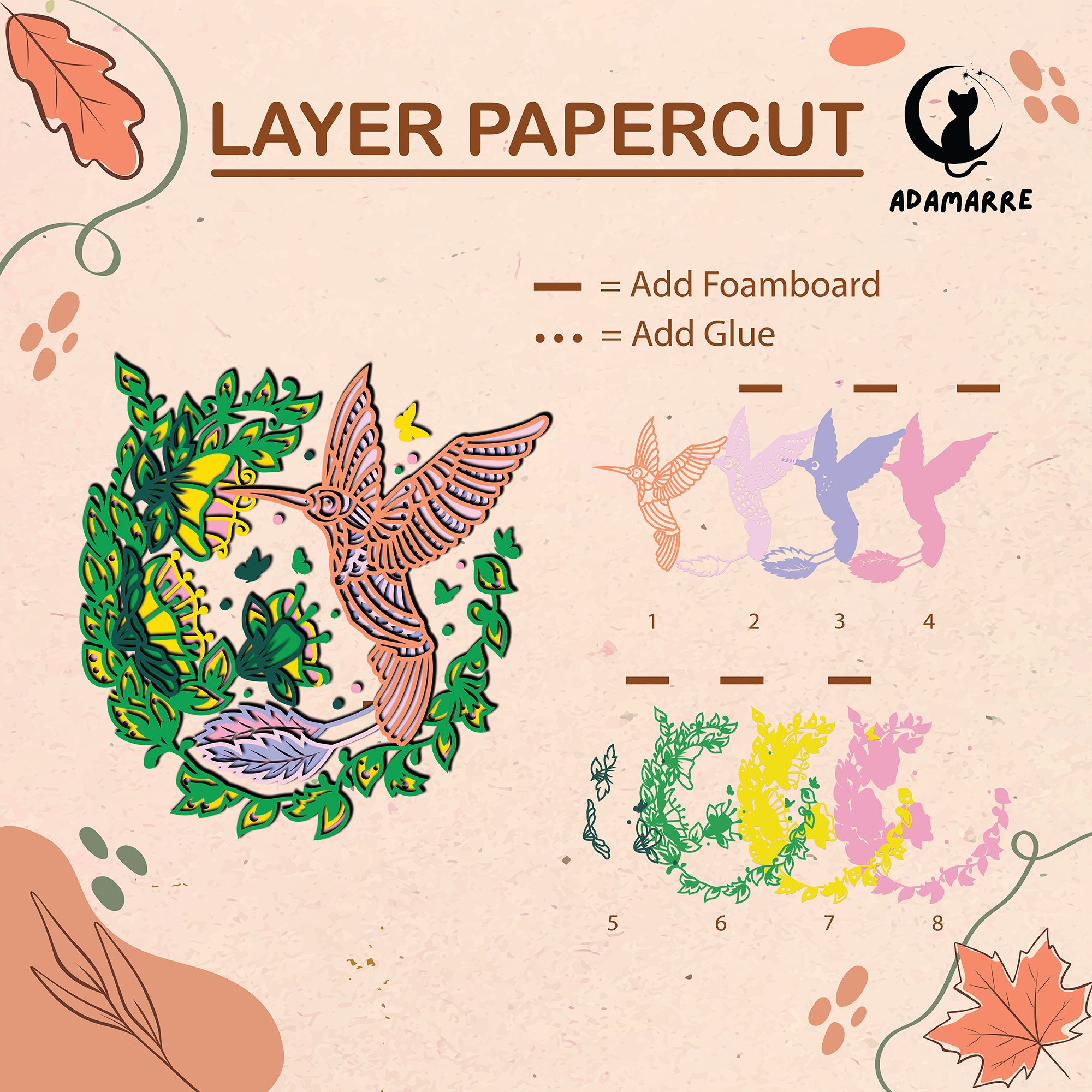 Hummingbird 3D Layered Cardstock SVG Paper Cut Template SVG - Etsy