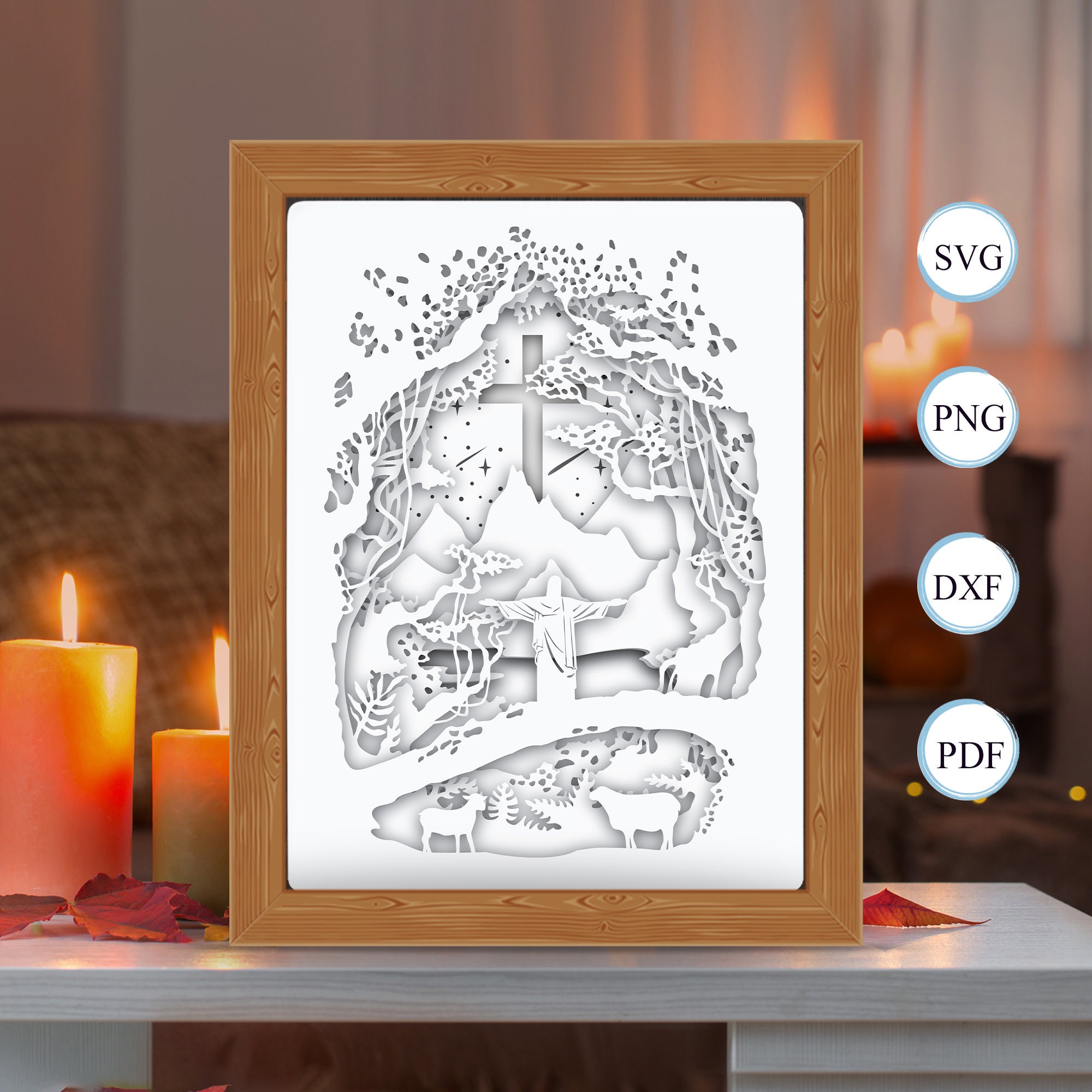 Jesus Shadow Box Files, Paper Cut Light Box Template Files, Shadow Box ...