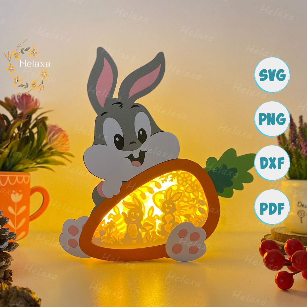 Bunny Easter Carrot Box Svg, Carrot Shadow Box SVG for Cricut Projects ...