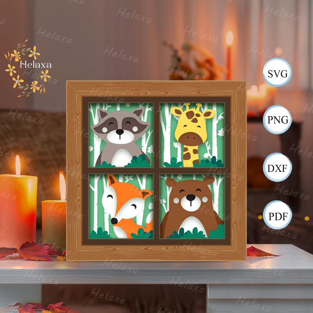 Funny Animals Shadow Box Files, Paper Cut Light Box Template Files ...